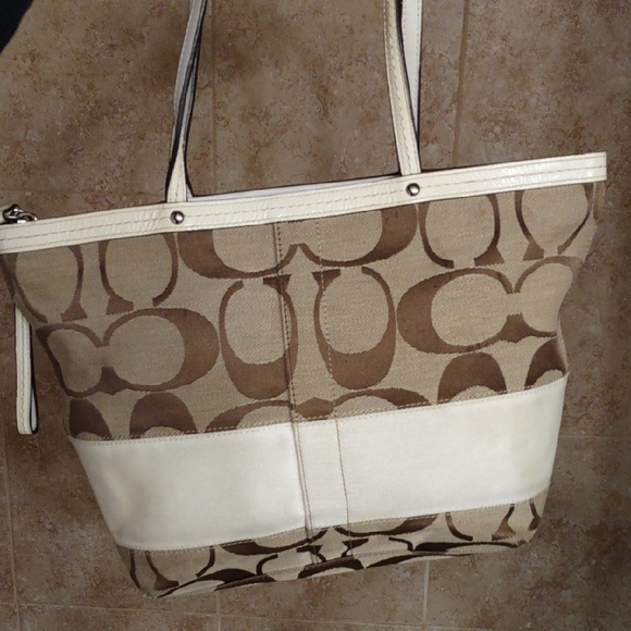 Coach | Bags | Coach Brown And Cream Signature Tote | Poshmark